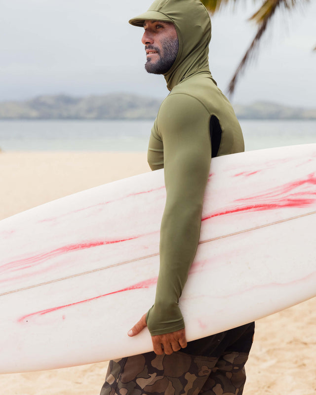 Men's Long Sleeve UPF 50+ Hooded Rashguard | Army Green – Lumar Active
